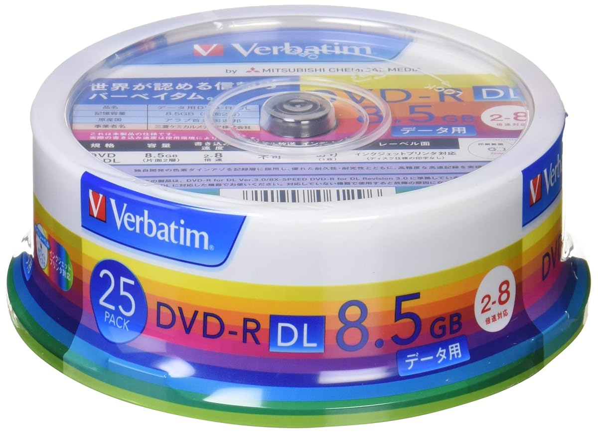 Mitsubishi Chemical Media Verbatim DVD-R DL for Data 8.5GB 25 discs DHR85HP25V1 | eBay