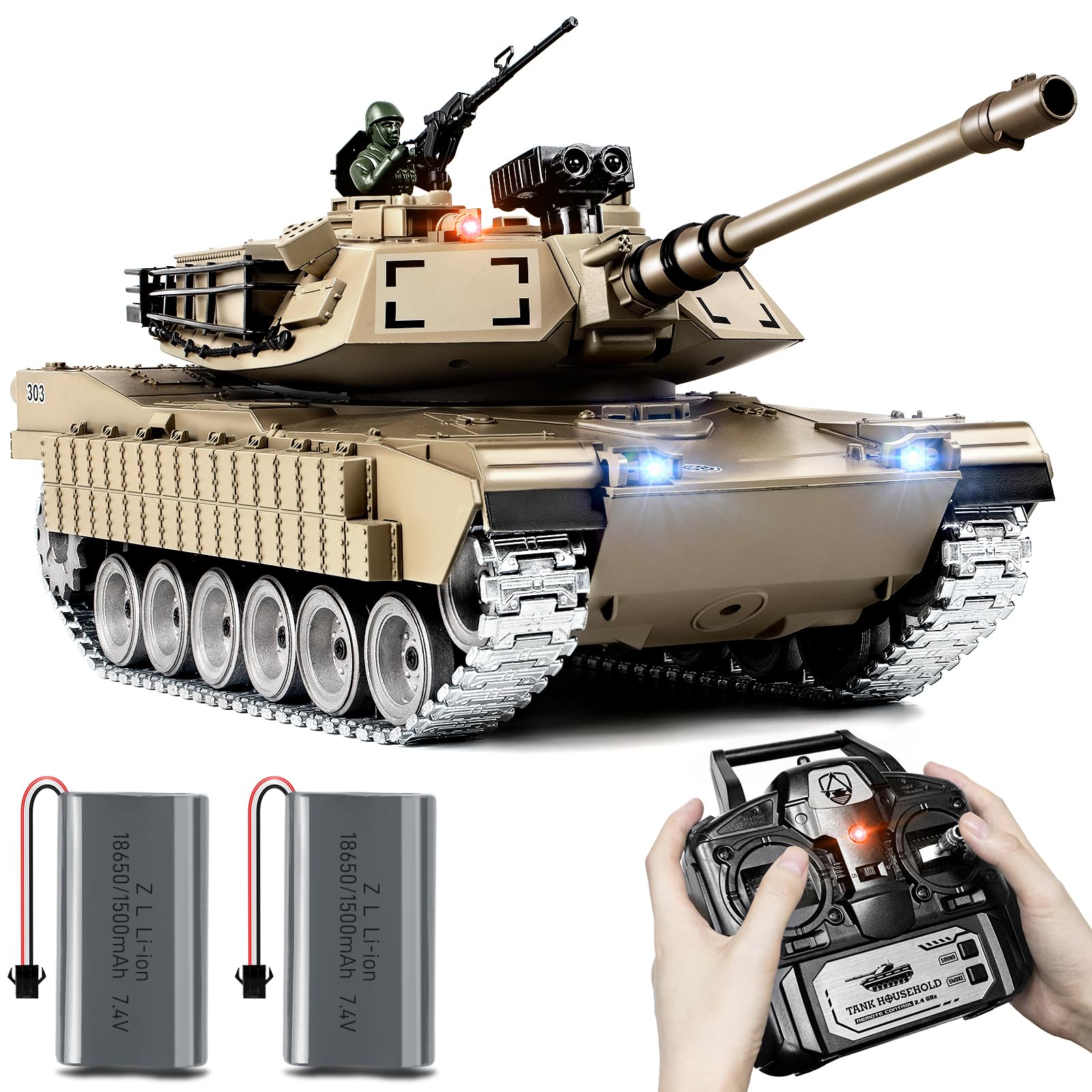 Supdex RC Tank, 1:18 Metal M1A2 Abrams Remote Control Model Toys, 2 ...
