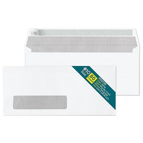 #10 Left Window Envelopes Self Seal - 80/pack - 4 1/8 x 9 1/2 inch ...