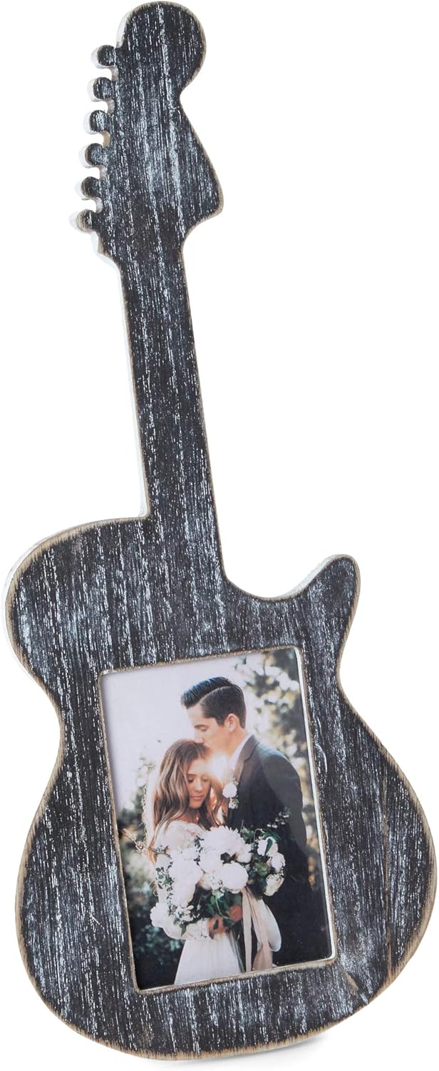 Amazon.com - Juvale Wooden Guitar Picture Frame for 3 x 5 Inch Photos ...