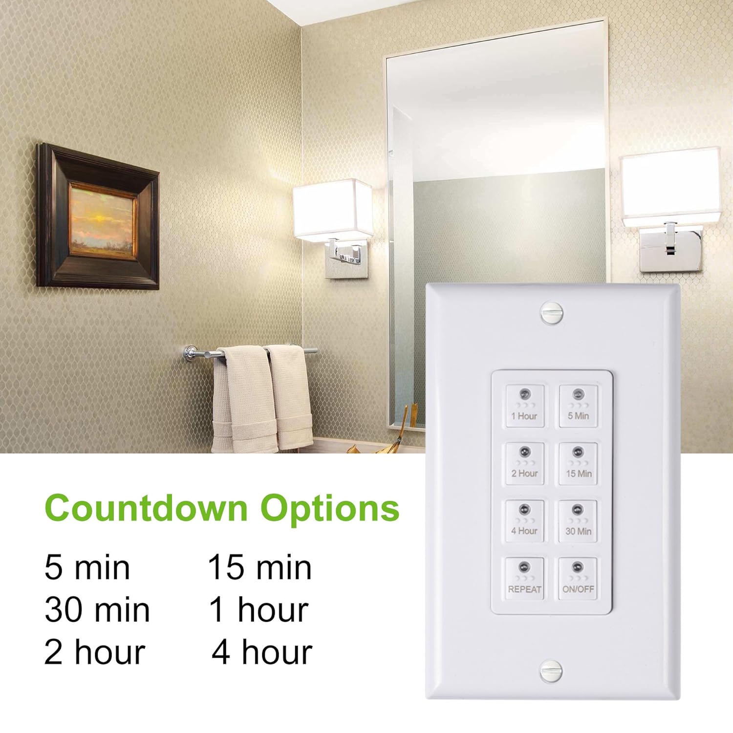 BN-LINK Countdown Digital In-wall Timer 5-15-30-60 mins 2 4 hours for ...