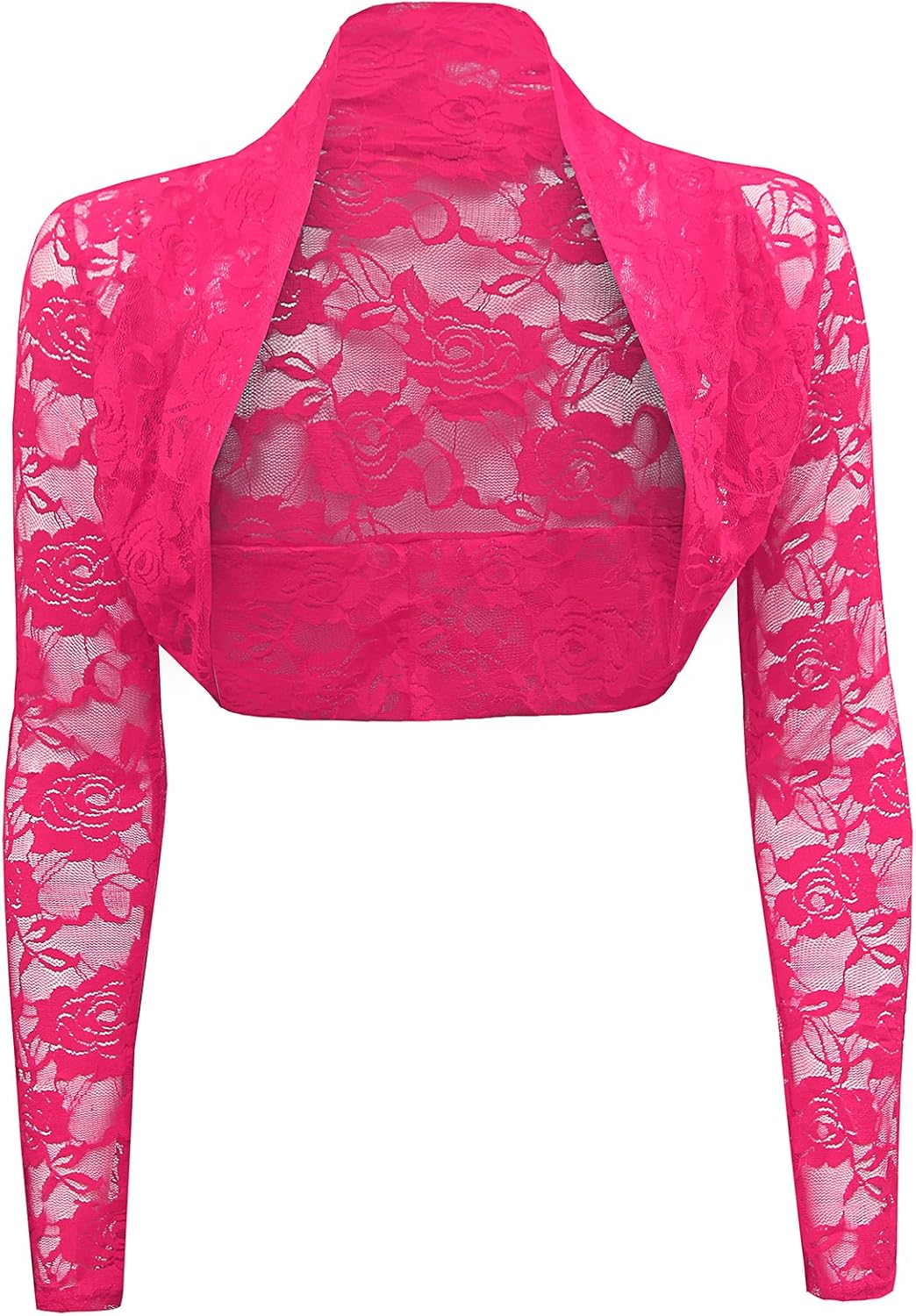 Ladies Long Sleeve Lace Cropped Bolero Shrug Cardgian Top One Size (One ...