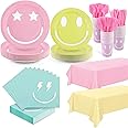 Amazon.com: durony 254 Pieces Preppy Smile Face Party Decorations ...