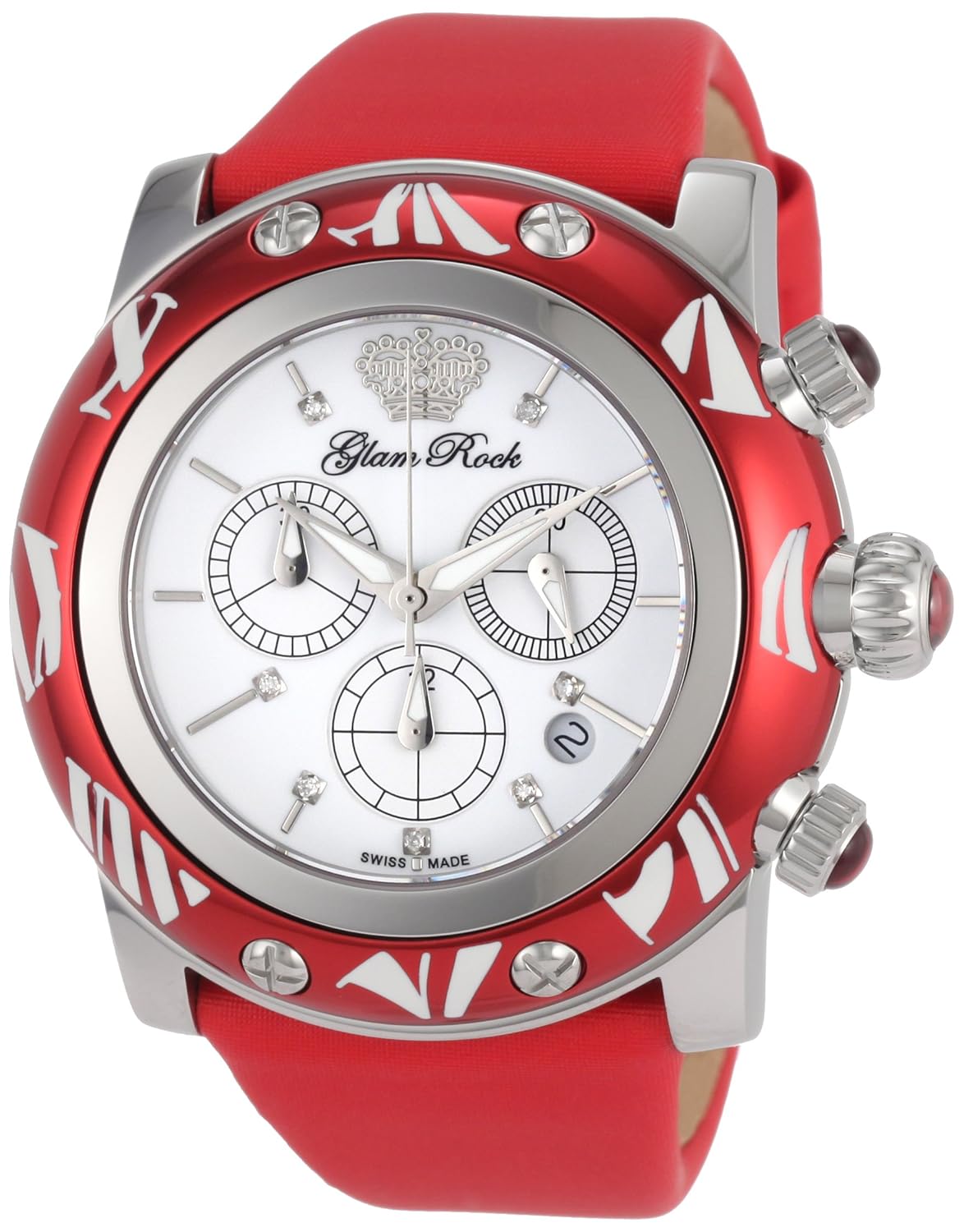 Glam Rock Women's GR10514 Smalto Collection Diamond Chronograph Red ...