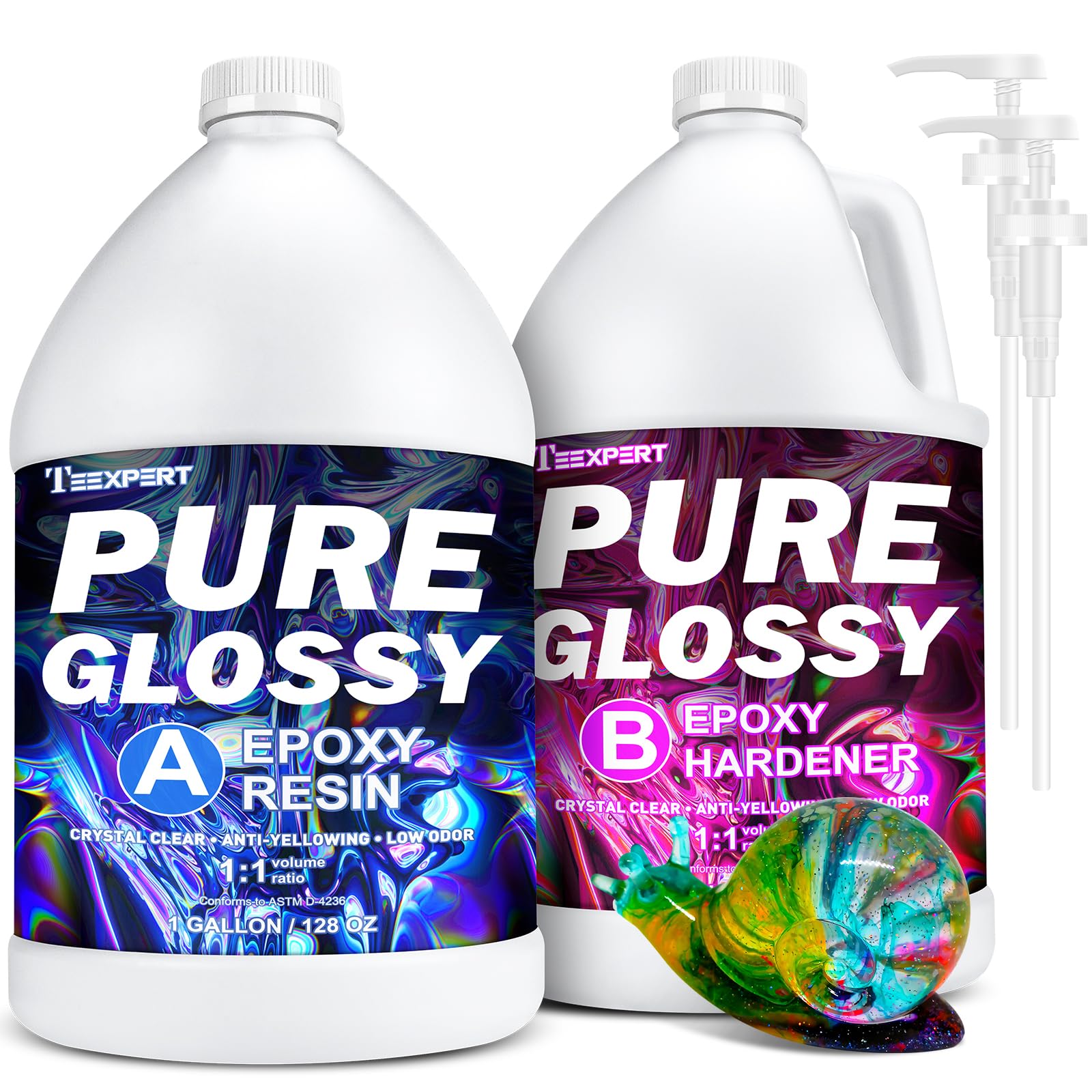 Teexpert Epoxy Resin 2 Gallon Kit, Crystal Clear Resin Epoxy Food Safe ...