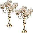 Amazon.com: 2 Pack 5 Arm Crystal Candelabra Centerpieces 21.5 Inch Tall Candle Holder Table ...