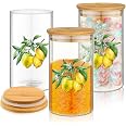 Amazon.com: Layhit 3 Piece Lemon Glass Canister Set 24oz Borosilicate ...