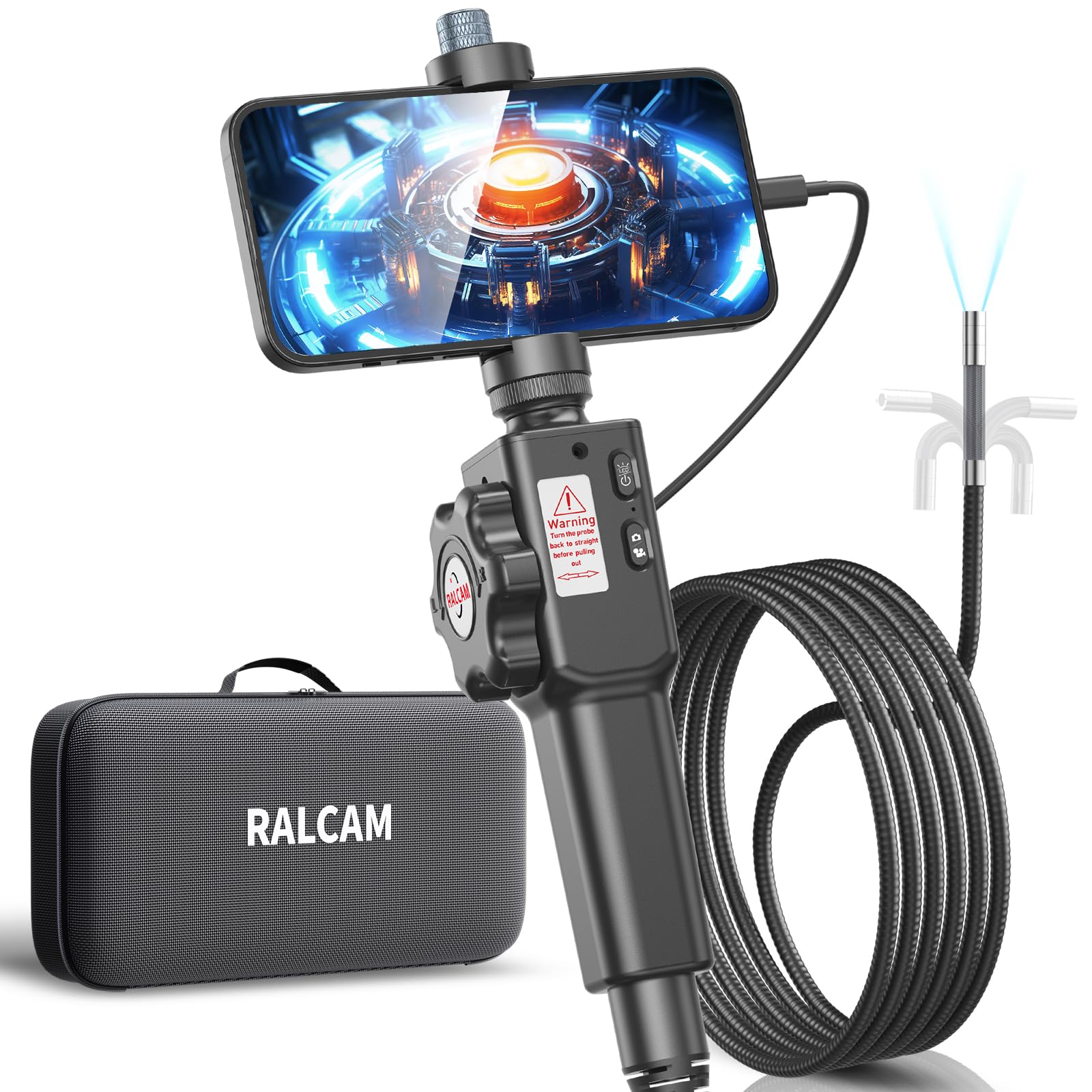 Ralcam Two-Way Articulating Borescope Compatible with Android and iOS ...