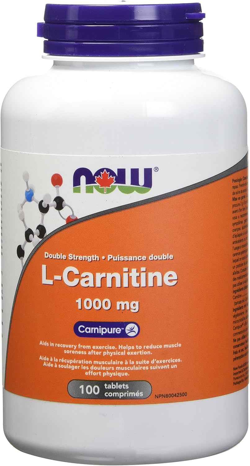 NOW L-Carnitine Double Strength, 1000mg, 100 Count: Amazon.ca: Health ...