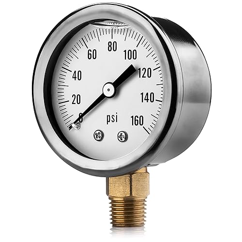 Renator Water Pressure Gauge 1/4" NPT. RV Pressure Gauge Water Well Oil ...