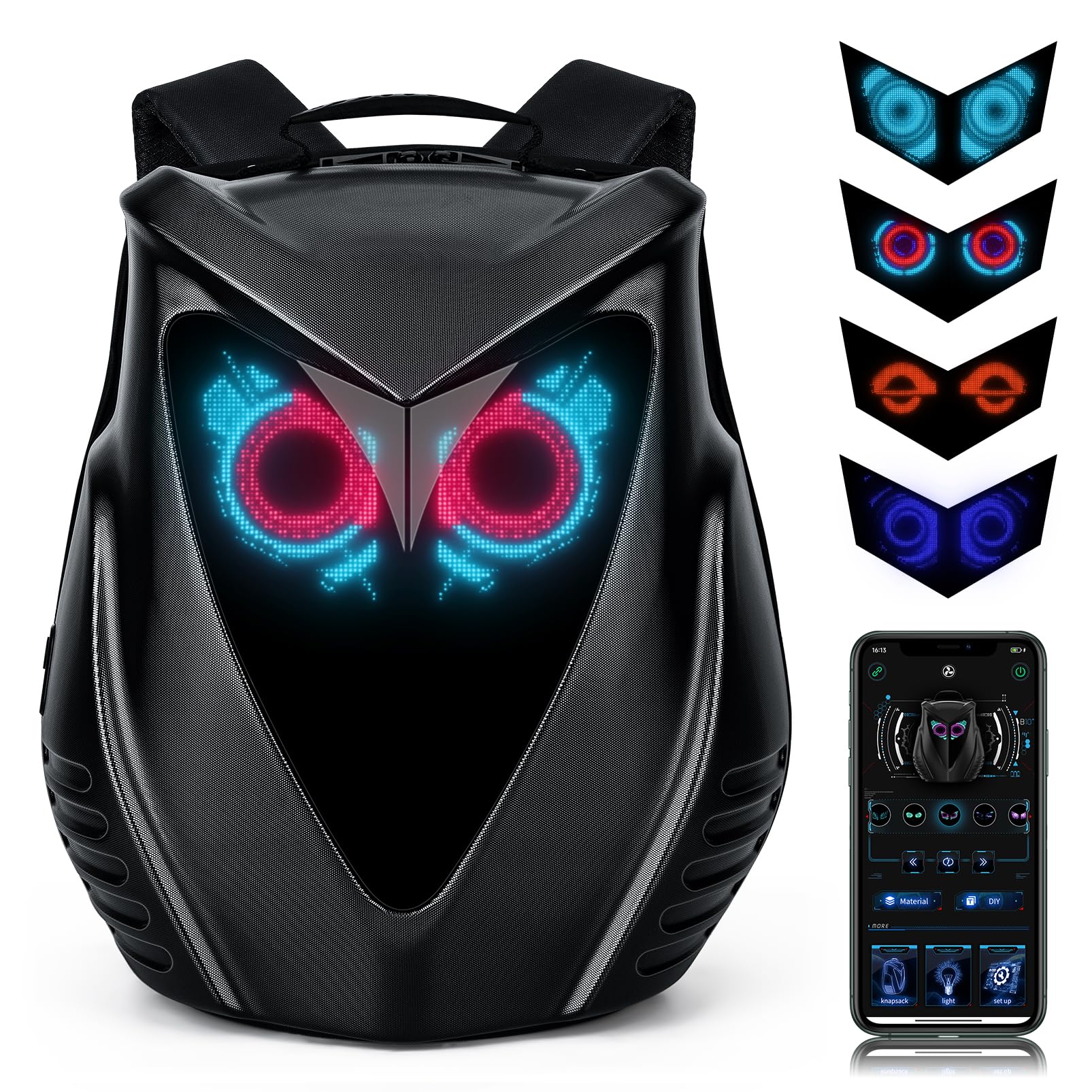 Led Backpack with Programmable Screen, App Control DIY Owl Eyes Laptop ...