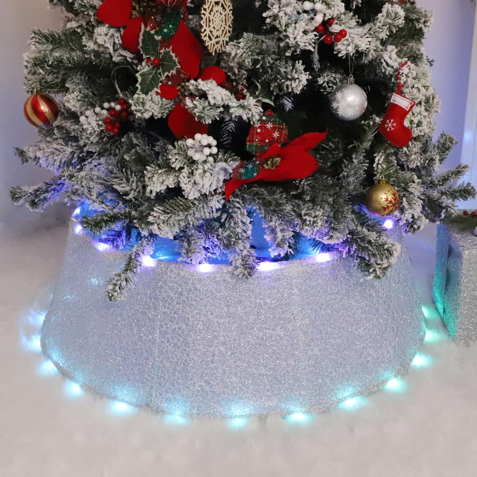 Christmas Tree Collar with Lights 24 Inch Christmas Tree Ring Skirt ...