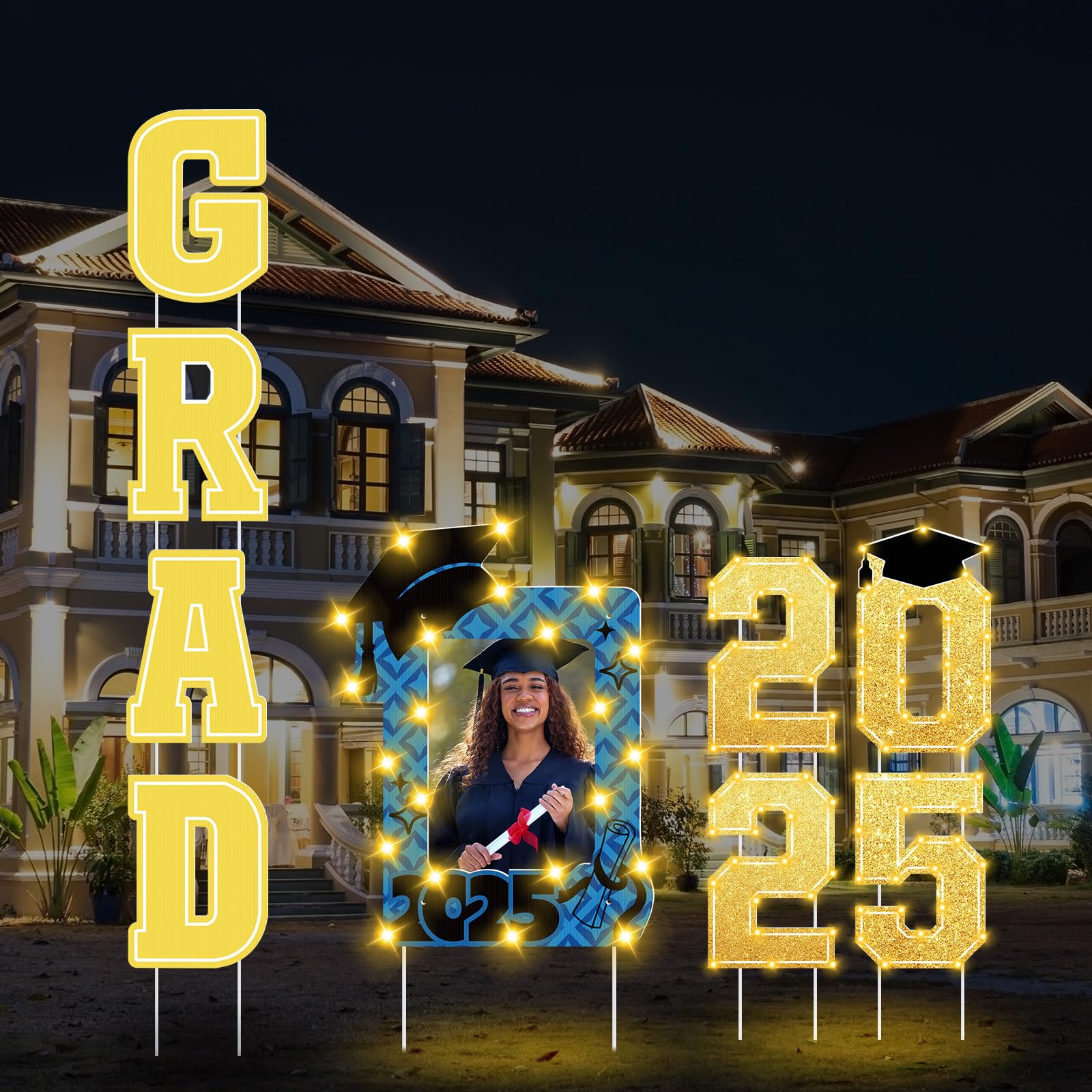 Memorywuu 10 Pcs 2025 Graduation Yard Sign Class of 2025 Light up ...
