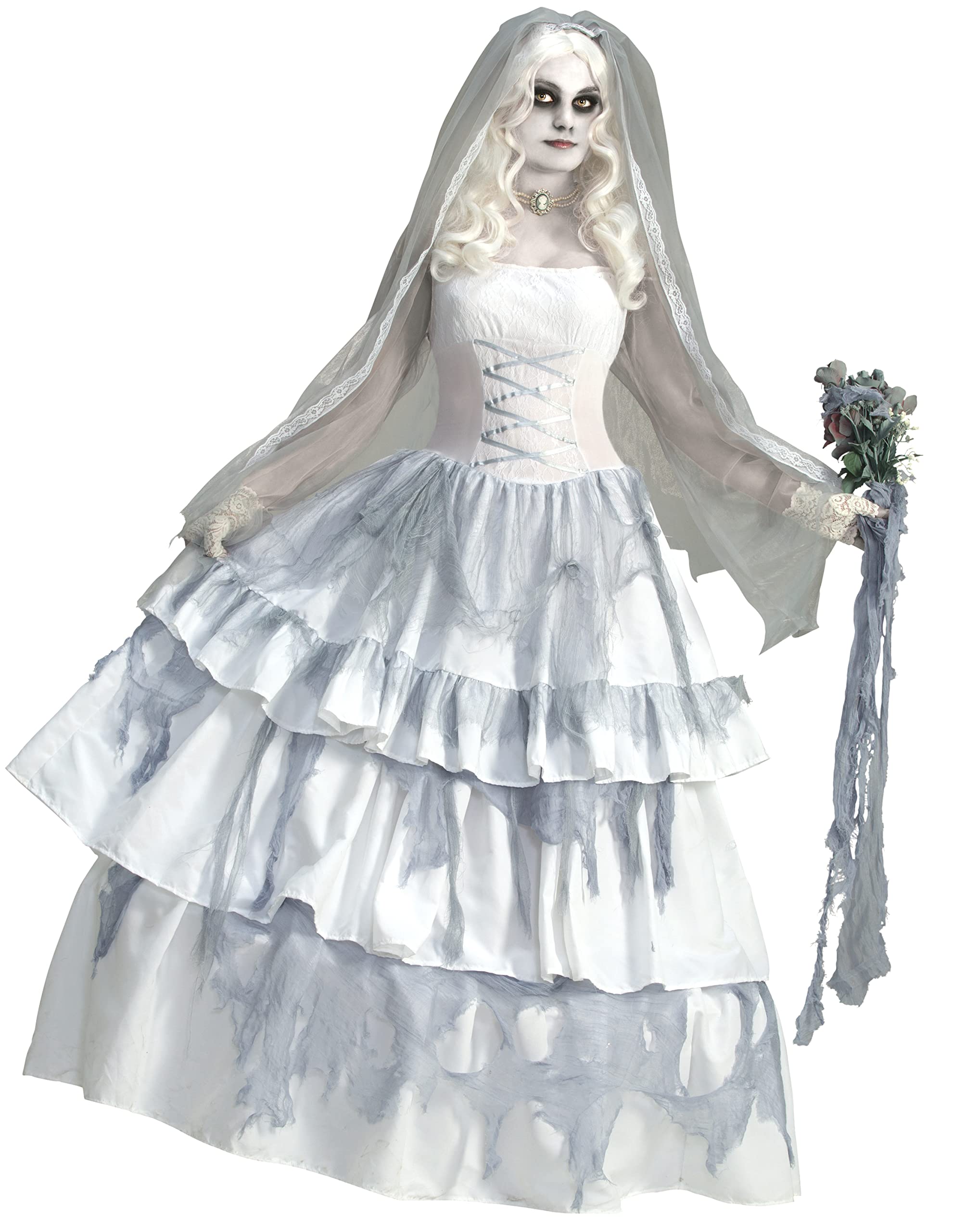 Rubies Women's Deluxe Victorian Ghost Bride Costume for Themed Parties ...