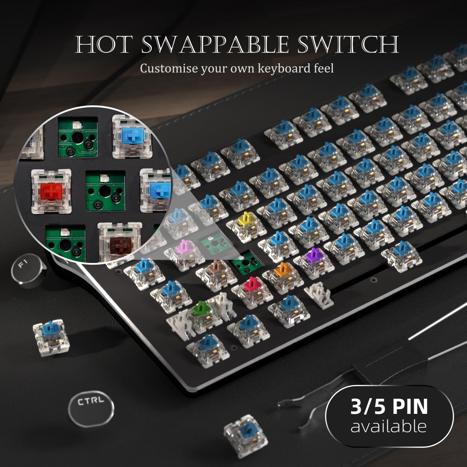 Mua RK ROYAL KLUDGE S87 Typewriter Mechanical Keyboard, Hot Swappable ...