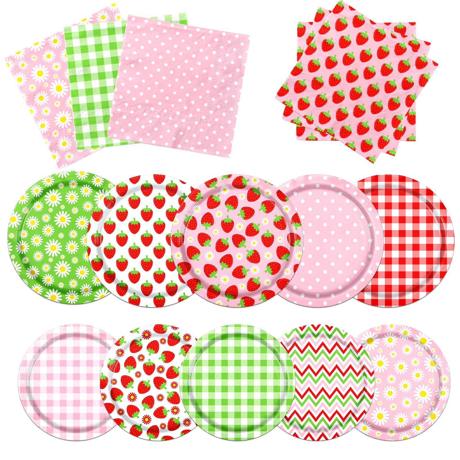 60Pcs Strawberry Birthday Party Plates and Napkins,Summer Fruit Party ...