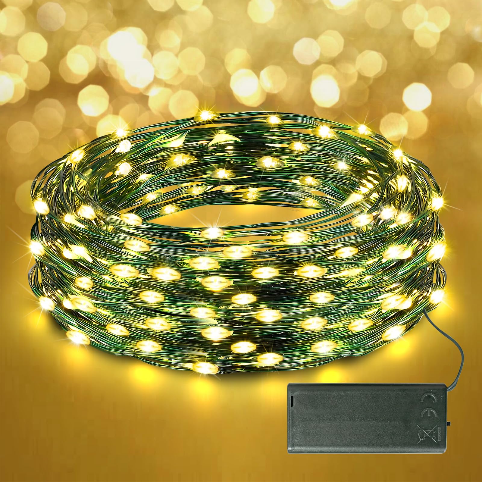 KNONEW 3 Pack Fairy Lights Battery Operated,Total 60FT 180 LEDs ...