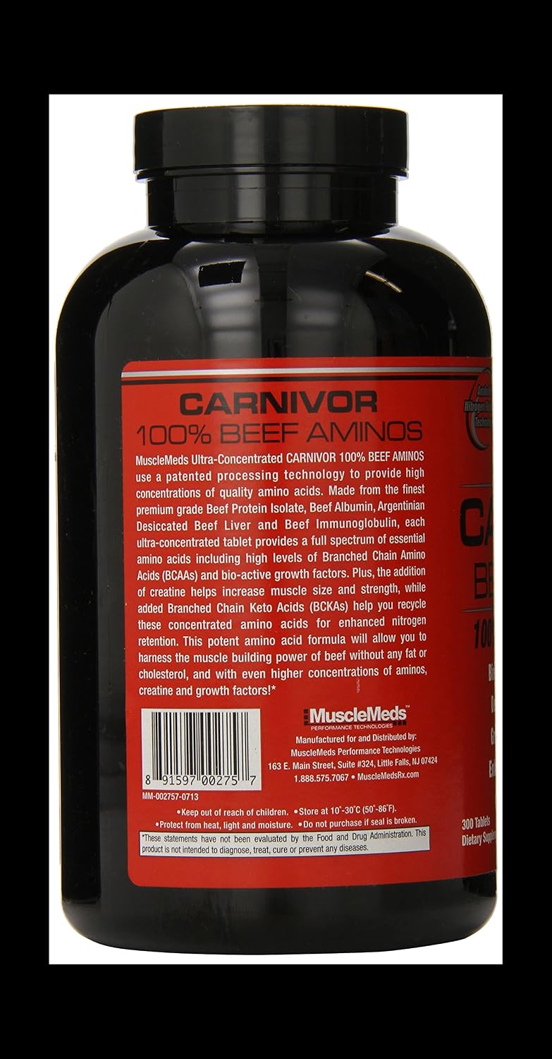 MuscleMeds Carnivor Beef Aminos – Pack of 300 Tablets – BigaMart