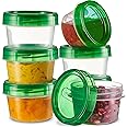 Amazon.com: PLASTICPRO 6 Pack Twist Cap Food Storage Containers with Green Screw on Lid- 4 oz ...