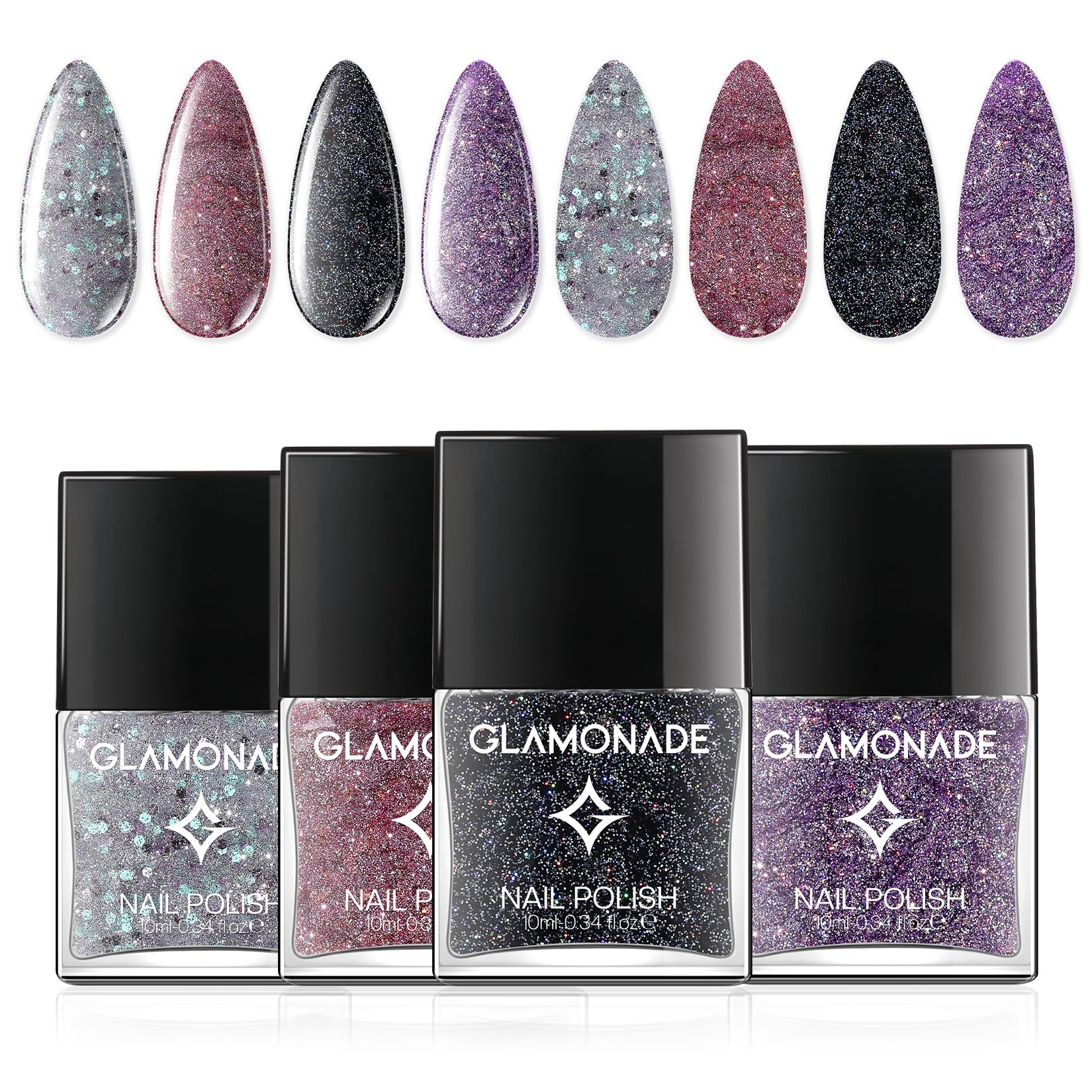 Glamonade Nail Polish Set Fingernail: Air Dry Glitter Nail Polish Kit ...