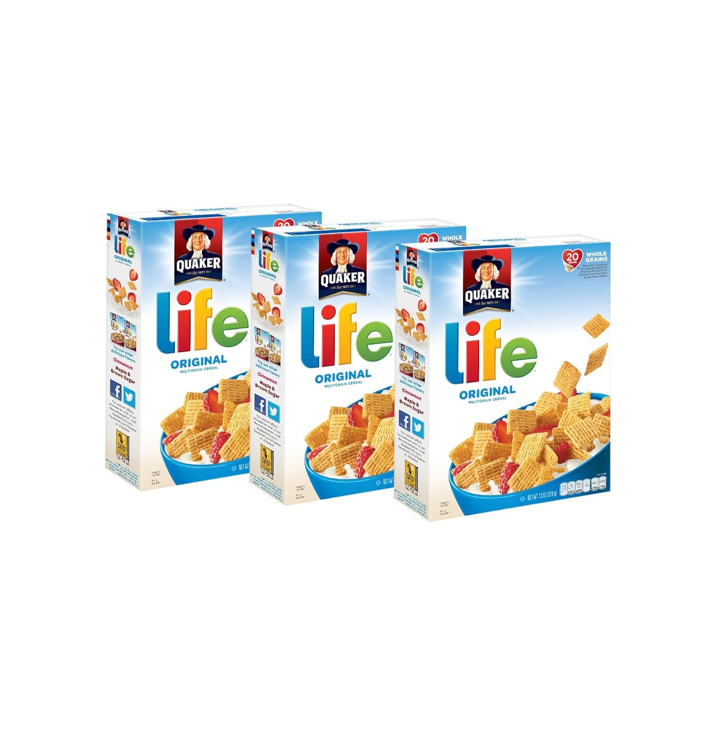 Amazon.com: Quaker Life Original Cereal, 13oz Boxes, 3 Count: Prime Pantry