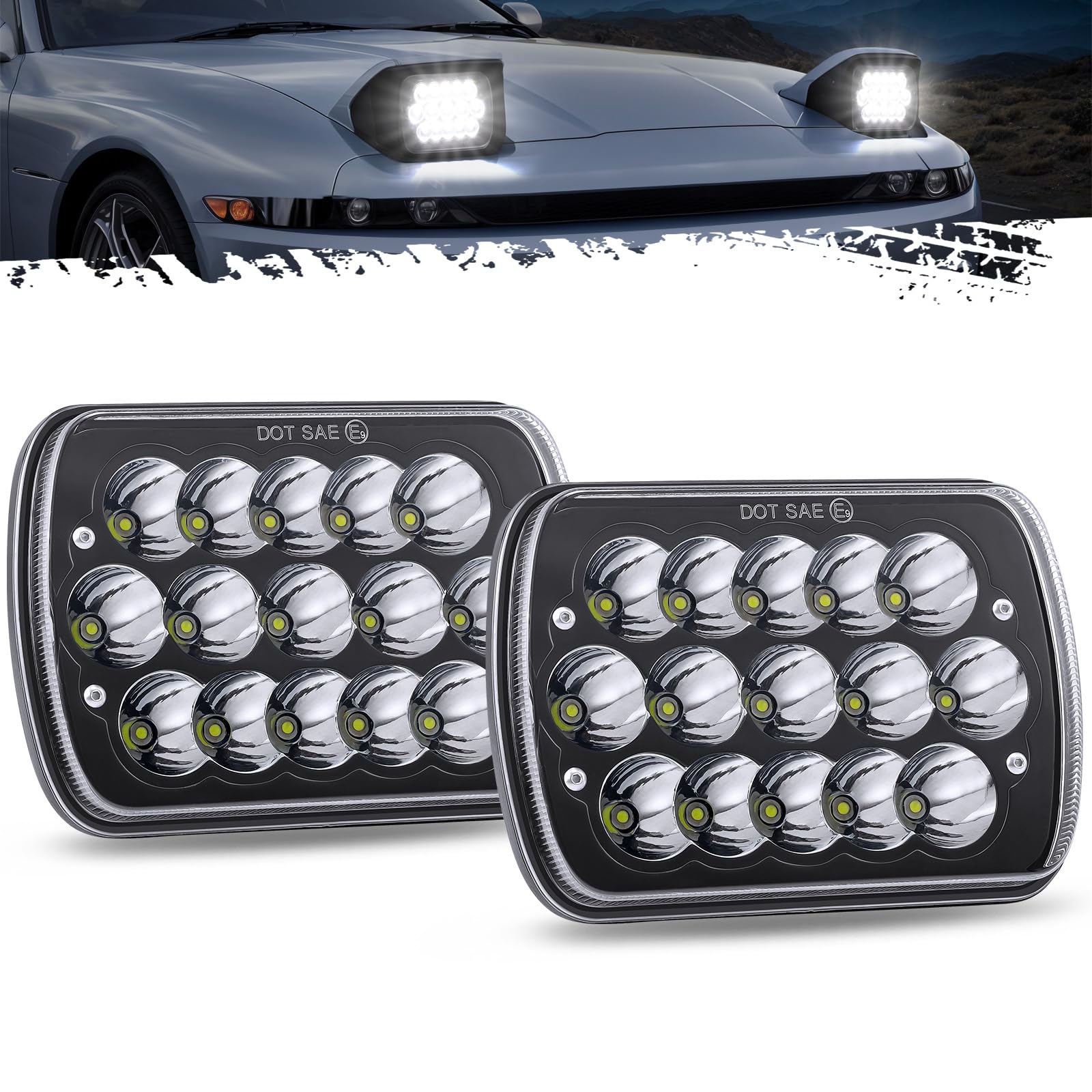 Mua Partsam 2PCS H6054 LED Headlights 7x6 5x7 Headlamp Anti-glare Hi ...
