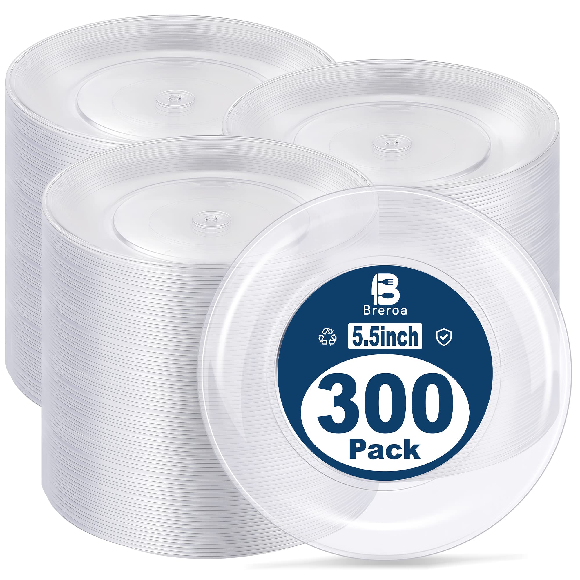 Breroa 300 Pieces Plastic Plates 5.5 Inch Small Round Heavy Duty ...