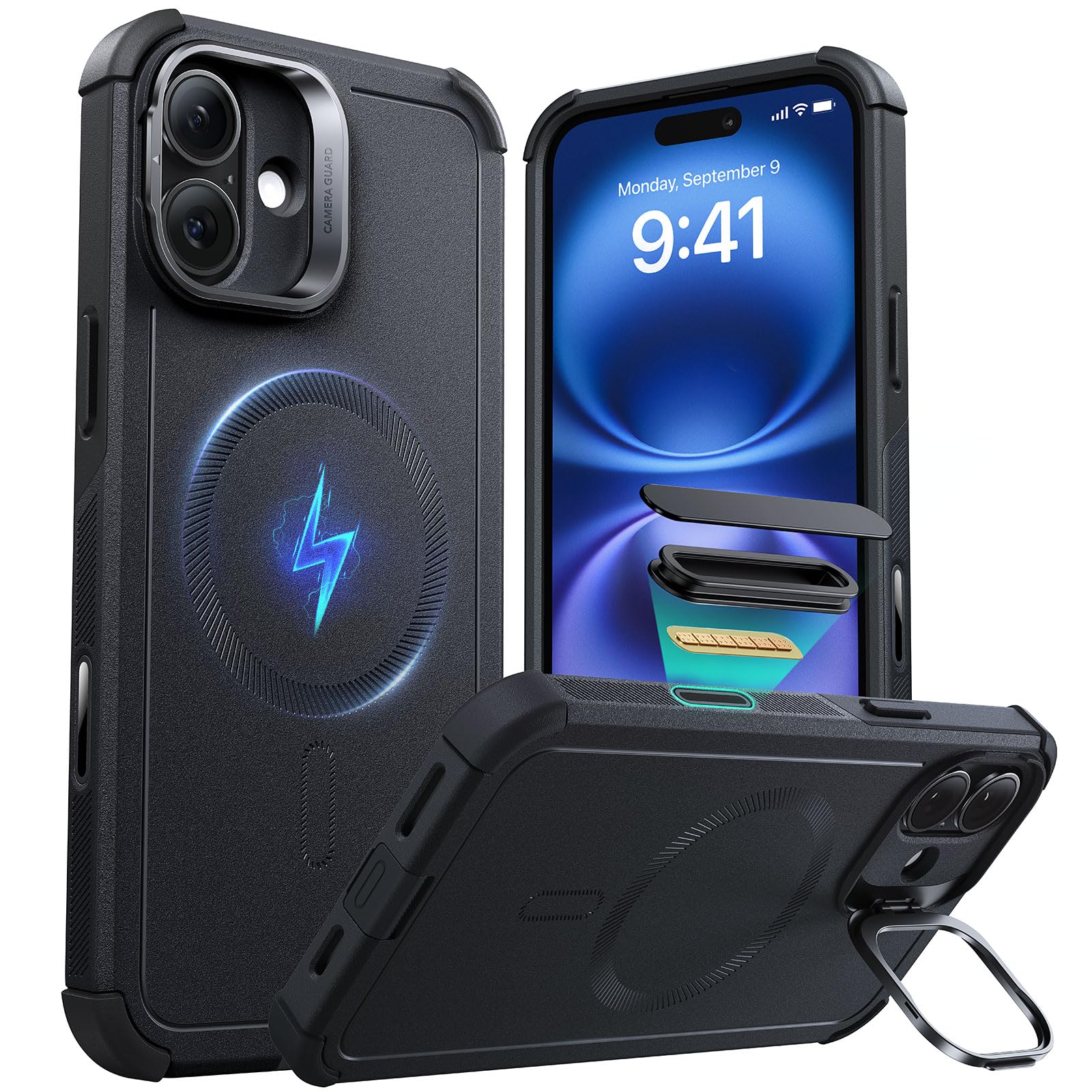 ESR for iPhone 16 Case with Stash Stand, Camera Control, 23FT Military ...