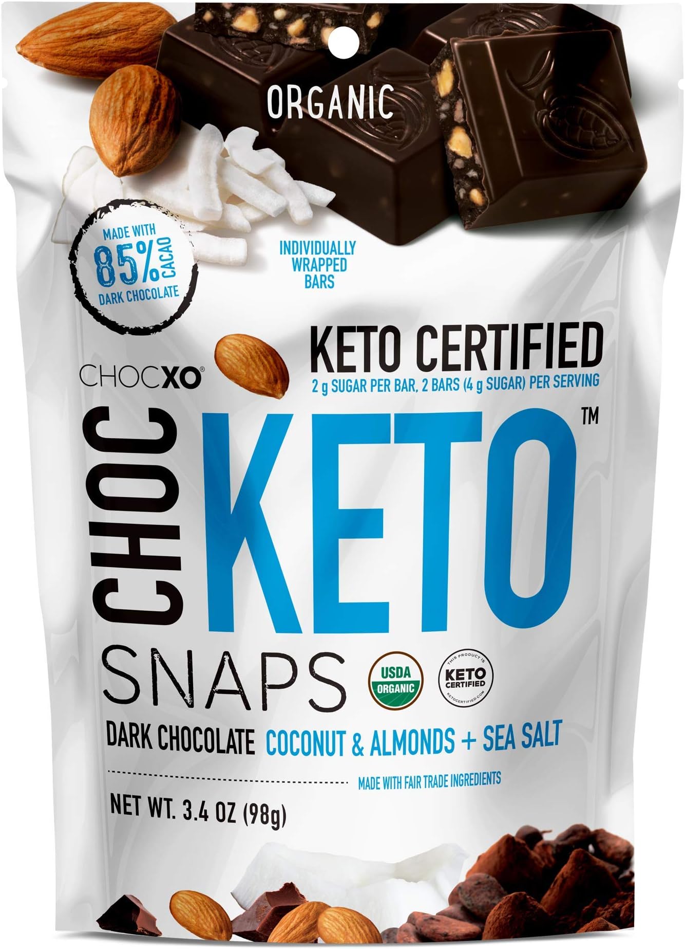 ChocKETO Dark Chocolate Coconut Snaps with Almonds and Sea Salt | Keto ...