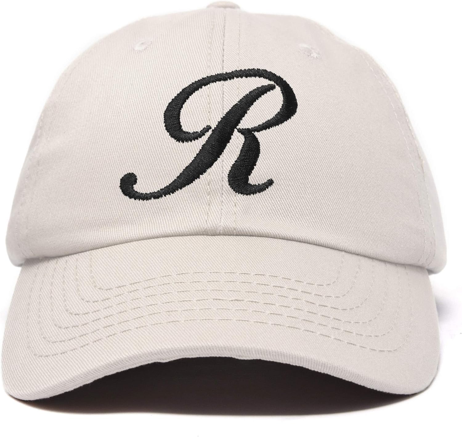 DALIX Initial Hat Letter R Beige Womens Baseball Cap Monogram Cursive ...