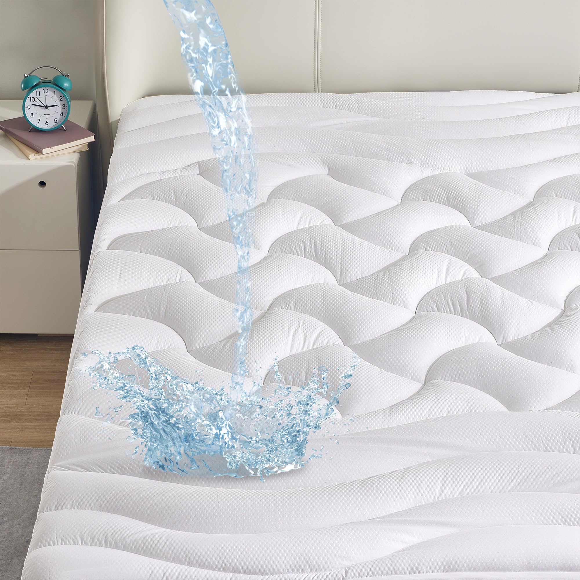 SLEEP ZONE Waterproof Mattress Topper Queen Size, Cooling Mattress Pad ...