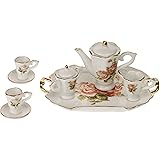 Odoria 1:6 Miniature 8PCS Porcelain Tea Cup Set Pink Rose Chintz with ...