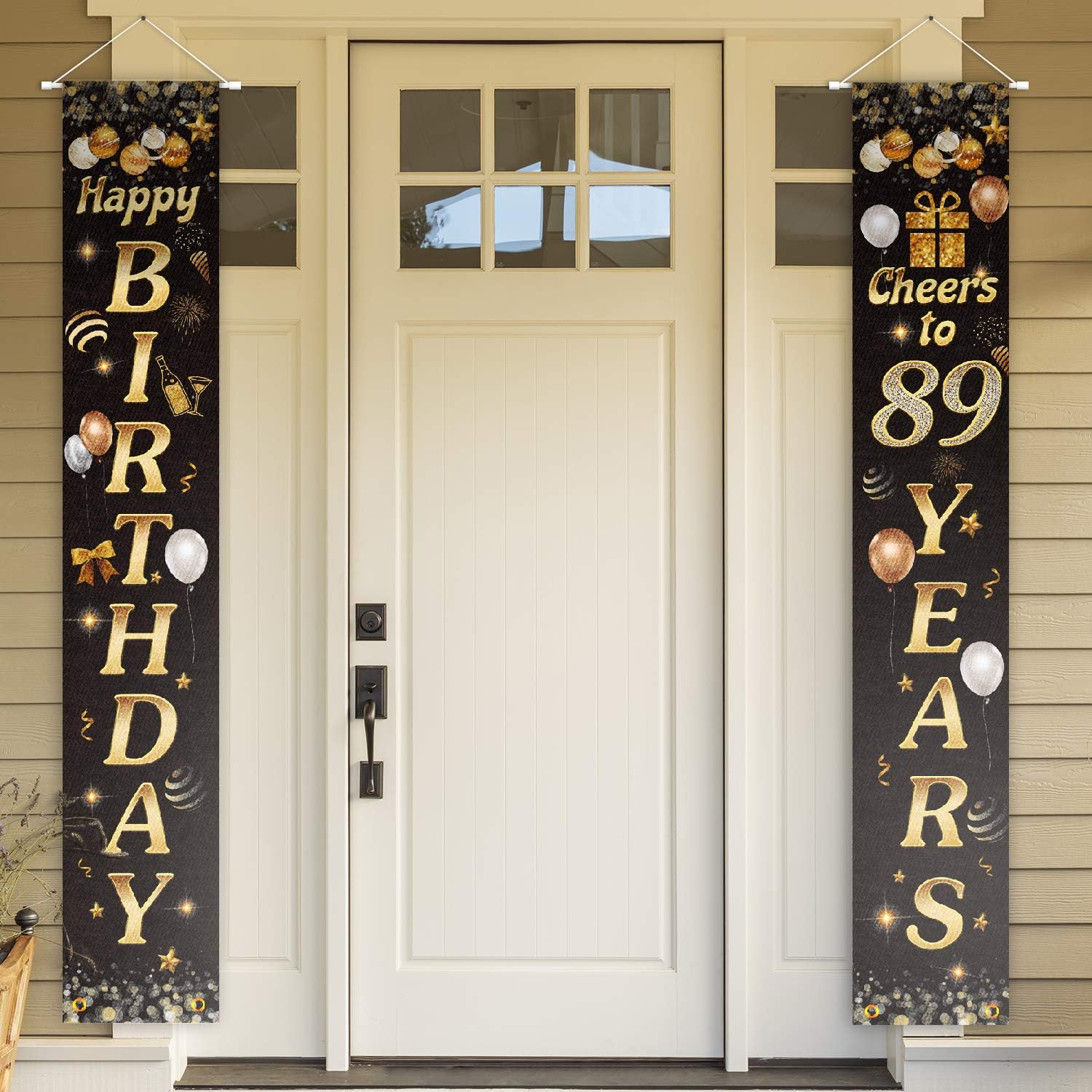 Amazon.com: Happy Birthday Cheers to 89 Years Black Gold Yard Sign Door ...