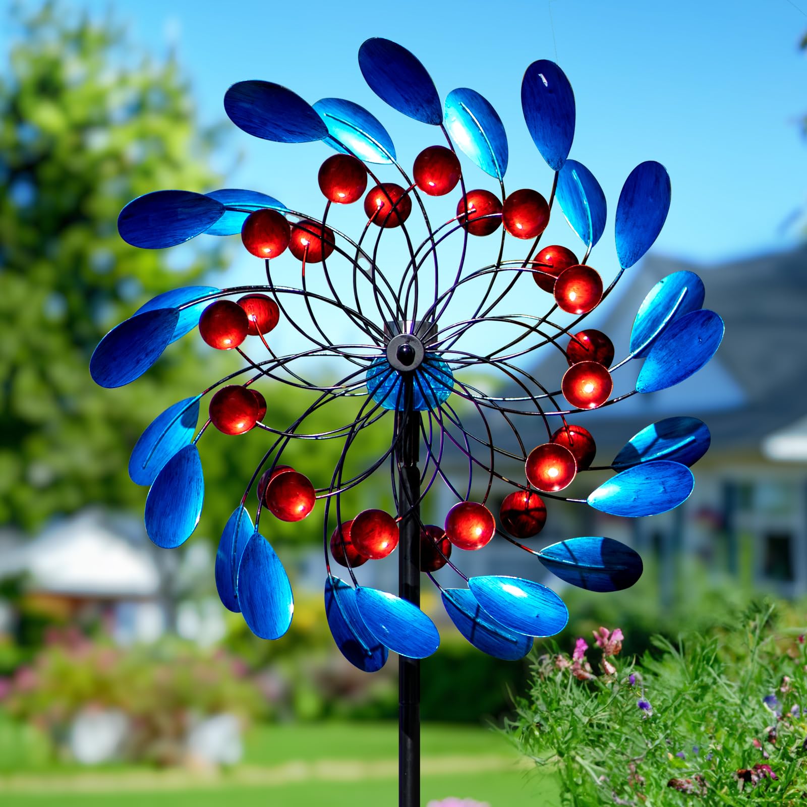 Solar Wind Spinners Outdoor, Colorful Large Garden Wind Spinners with ...
