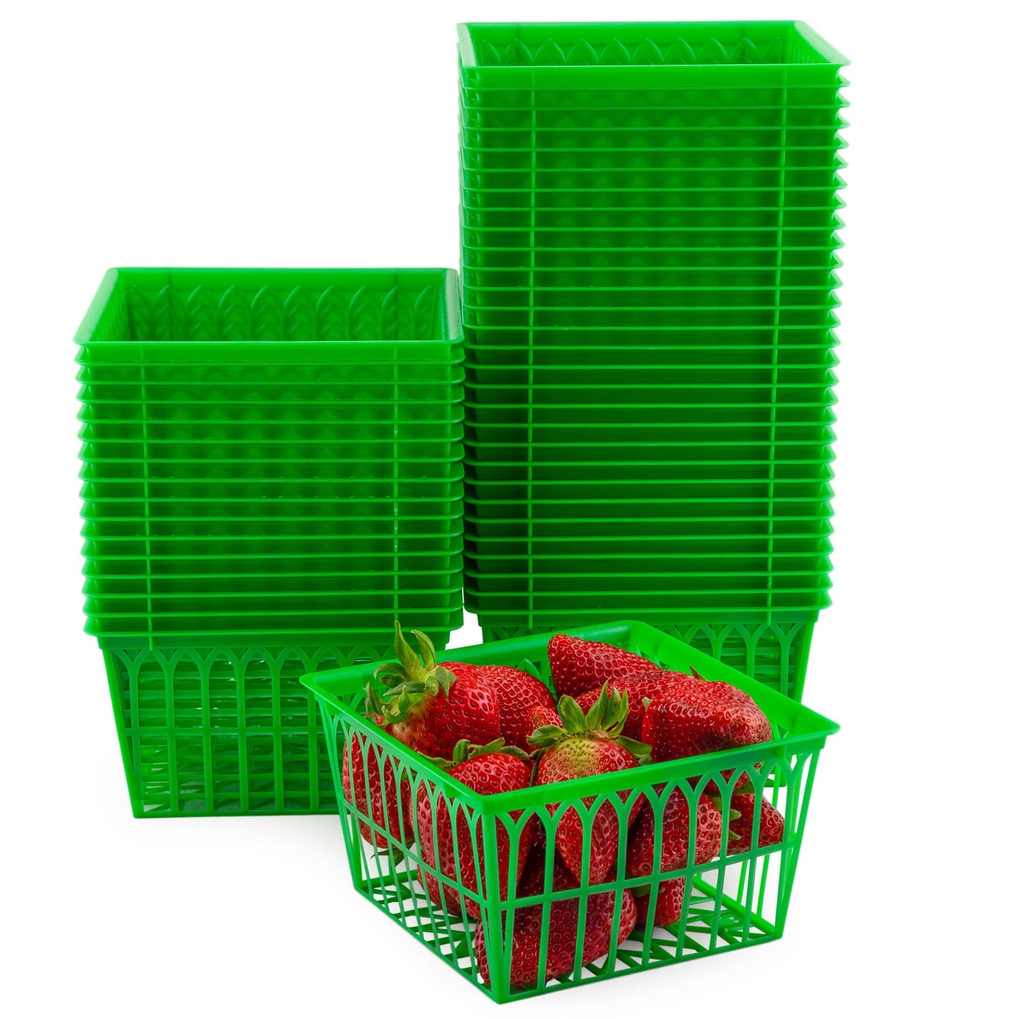 Cornucopia Brands Quart Plastic Berry Baskets (48-Pack), 5.6-Inch Berry ...