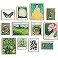 Amazon.com: Lucky Numen Eclectic Green Wall Art, 12 Pcs Unframed ...