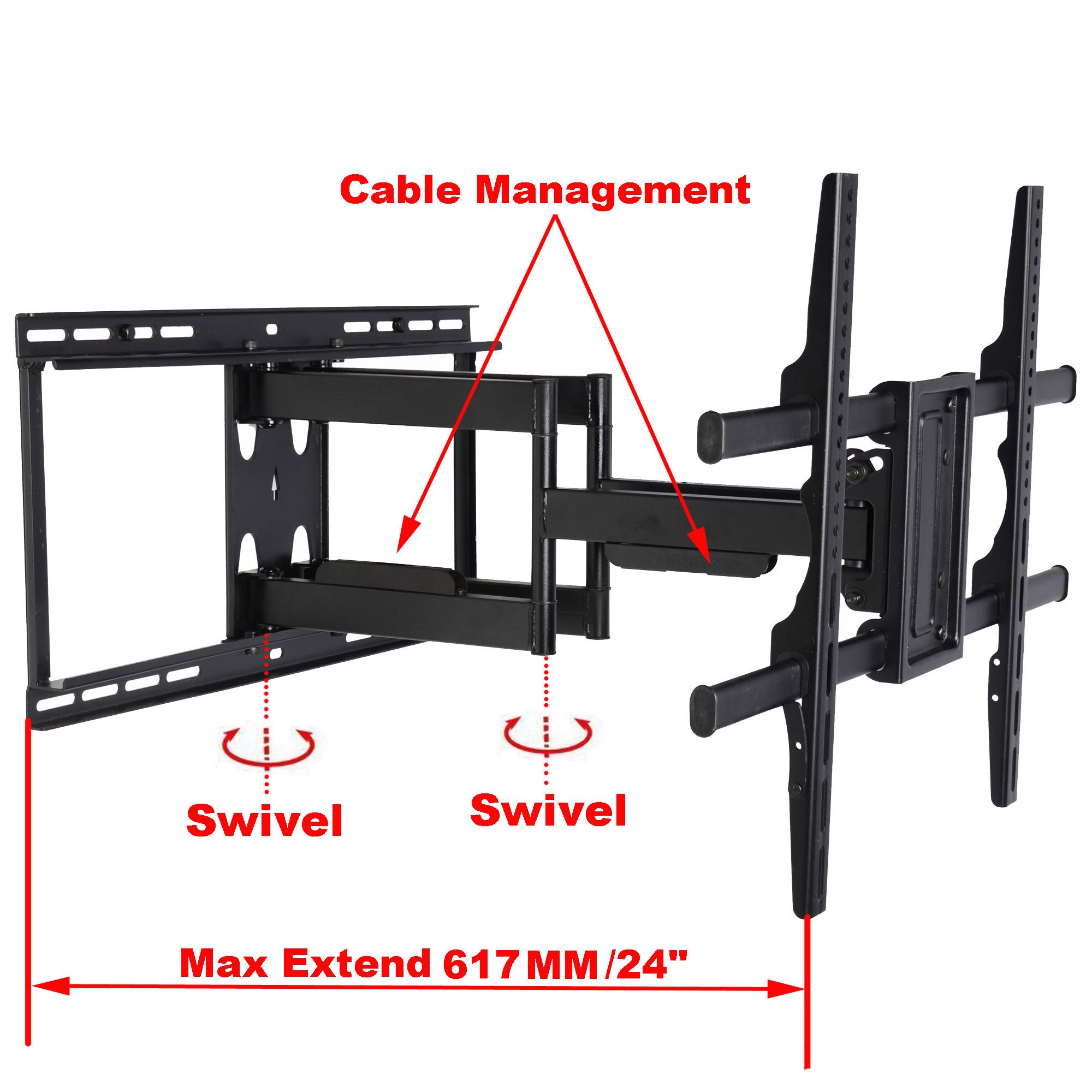 VideoSecu 24 inch Extension Full Motion Swivel Articulating TV Wall ...
