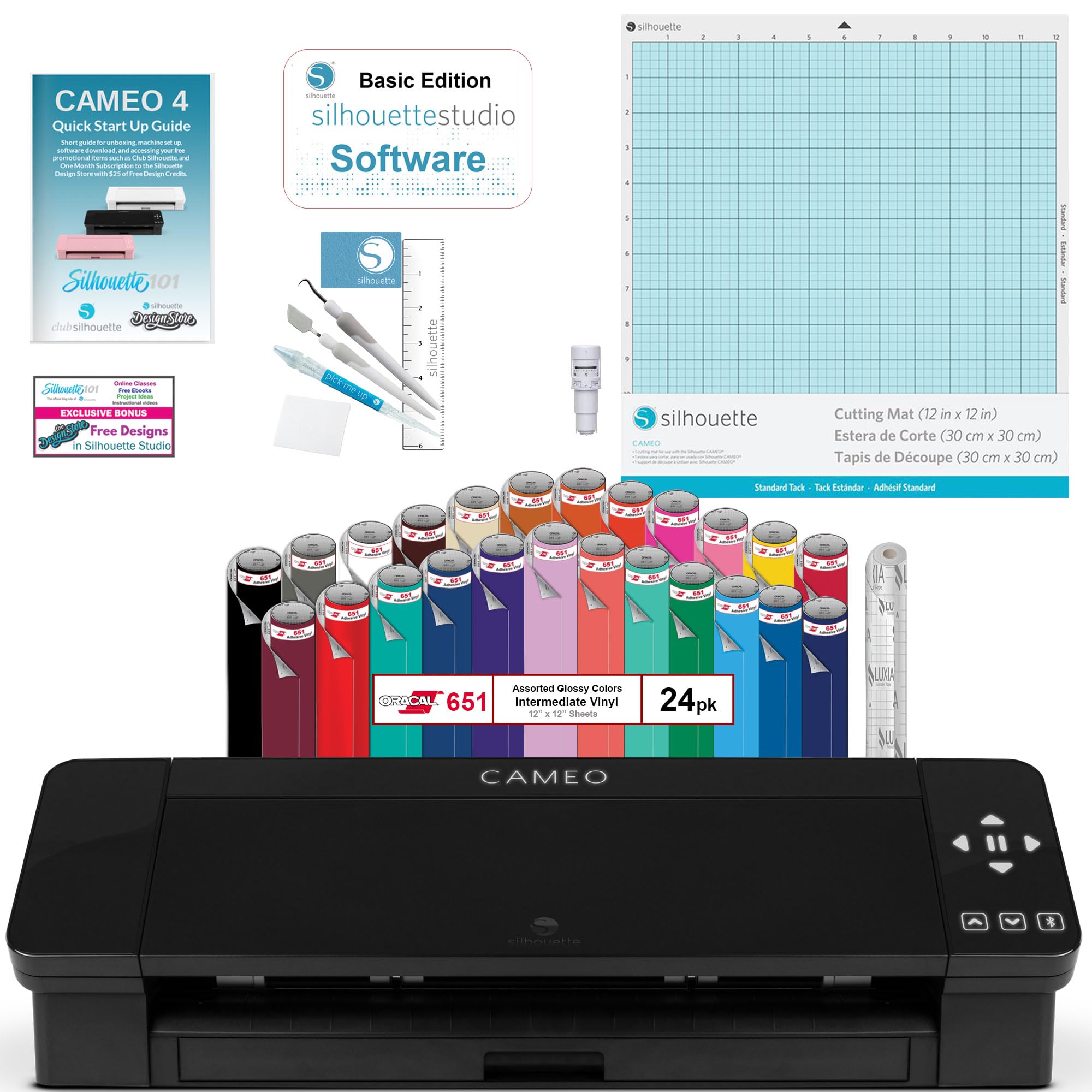 Mua Silhouette Cameo 4 Vinyl Bundle- 24 Sheets of Vinyl, Vinyl Tool Kit ...