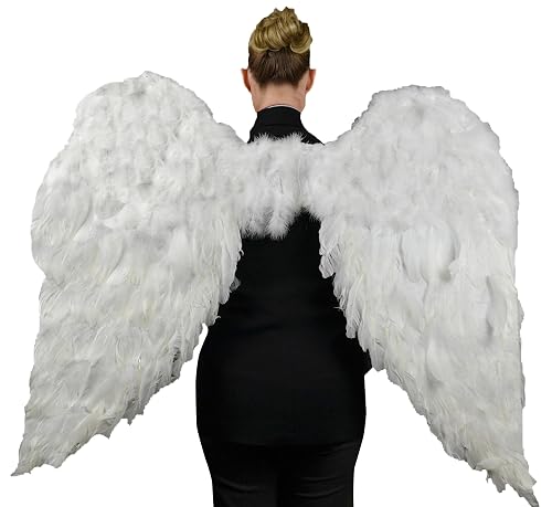 Touch of Nature White Adult Angel Wings - 52" by 36" - Halo Included ...