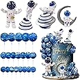 Amazon.com: Astronaut Figurines Space Cake Toppers Blue Star Ball Cake ...