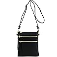 DELUXITY | Crossbody Purse Bag | Functional Multi Pocket Double Zipper ...
