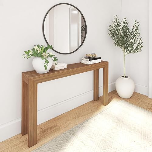 Plank+Beam Modern Solid Wood Console Table, 56 Inch, Sofa Table, Narrow ...