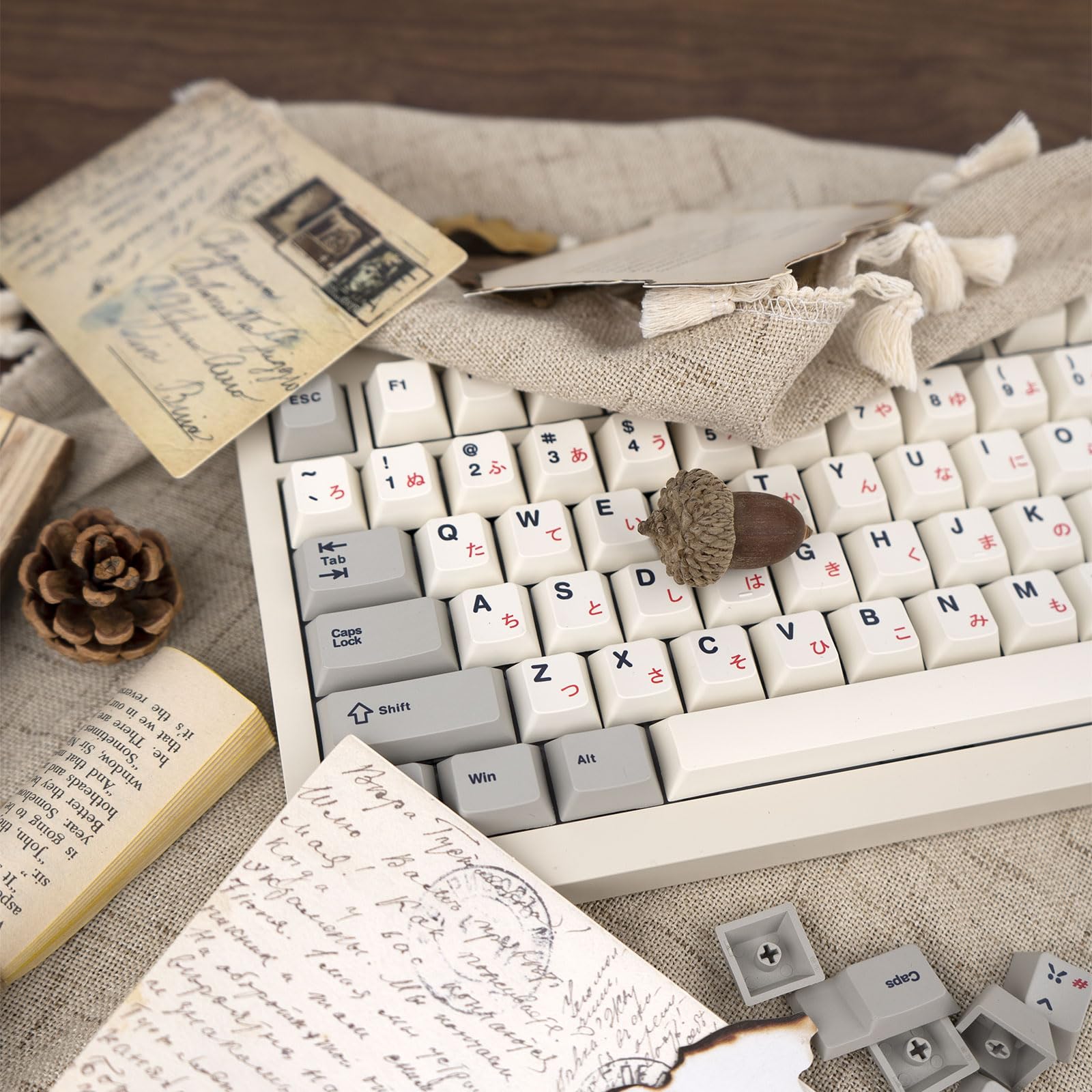 Mua 135 Keys Retro Japanese Keycaps Set, Ash Grey PBT Cherry Profile ...