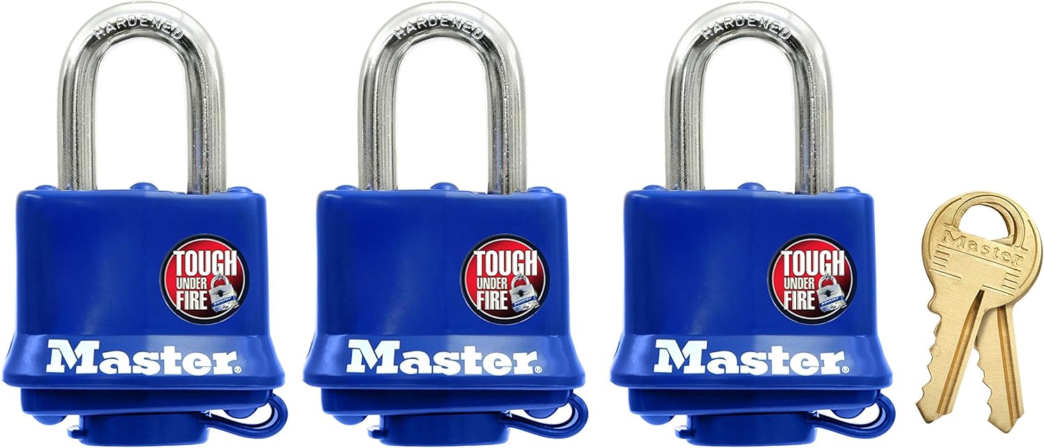 Master Lock 312TRI Laminated Padlocks with Blue Thermoplastic Shell, 1 ...