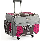 Amazon.com: Everything Mary Deluxe Quilted Pink and Grey Rolling Sewing ...