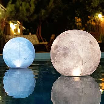 Full Moon Pool Floating Lights - 14" Glow Balls for Pool, 2 PCS ...
