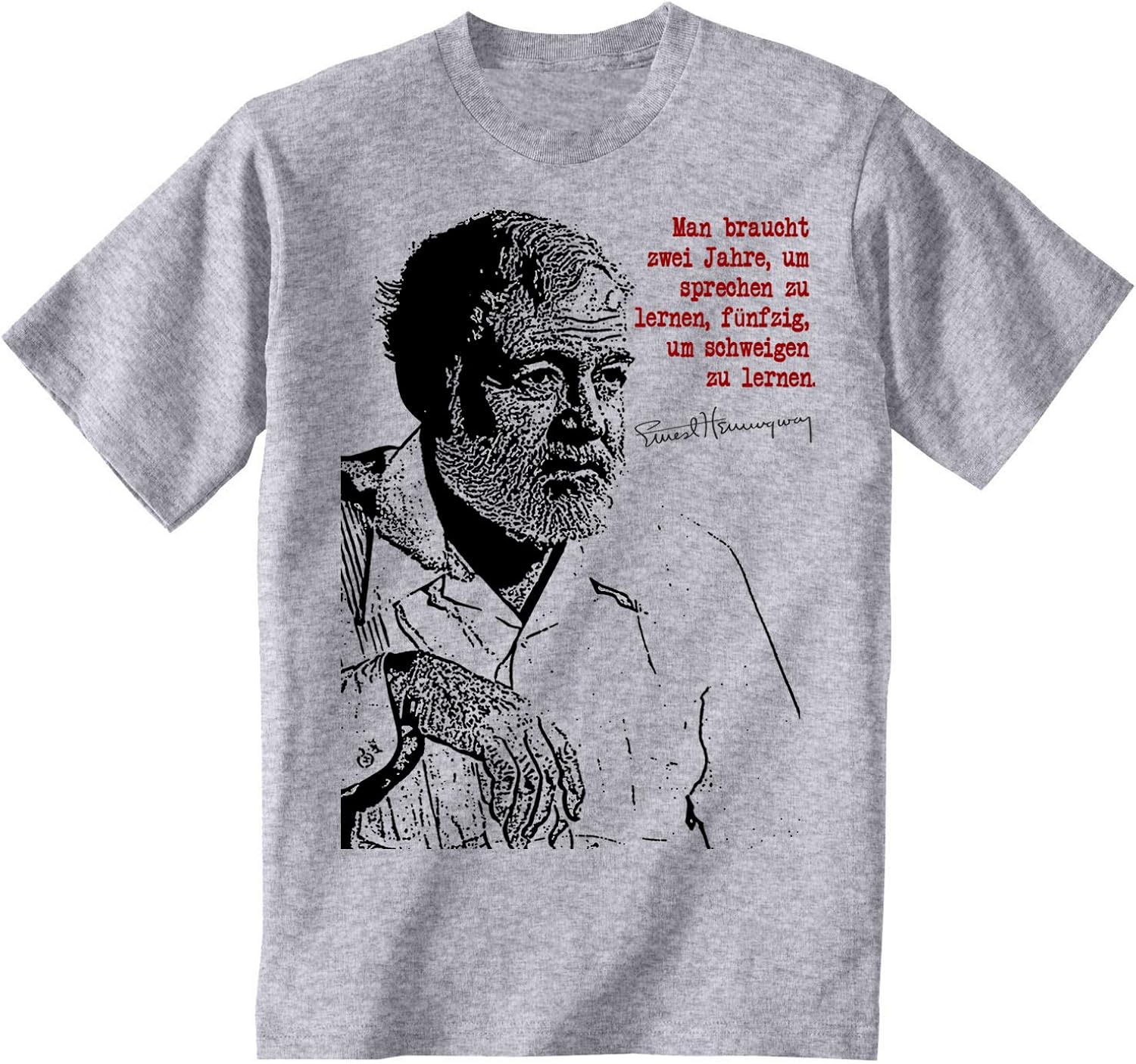 teesquare1st Men's Ernest Hemingway Man Braucht Zitate Grey T-Shirt ...