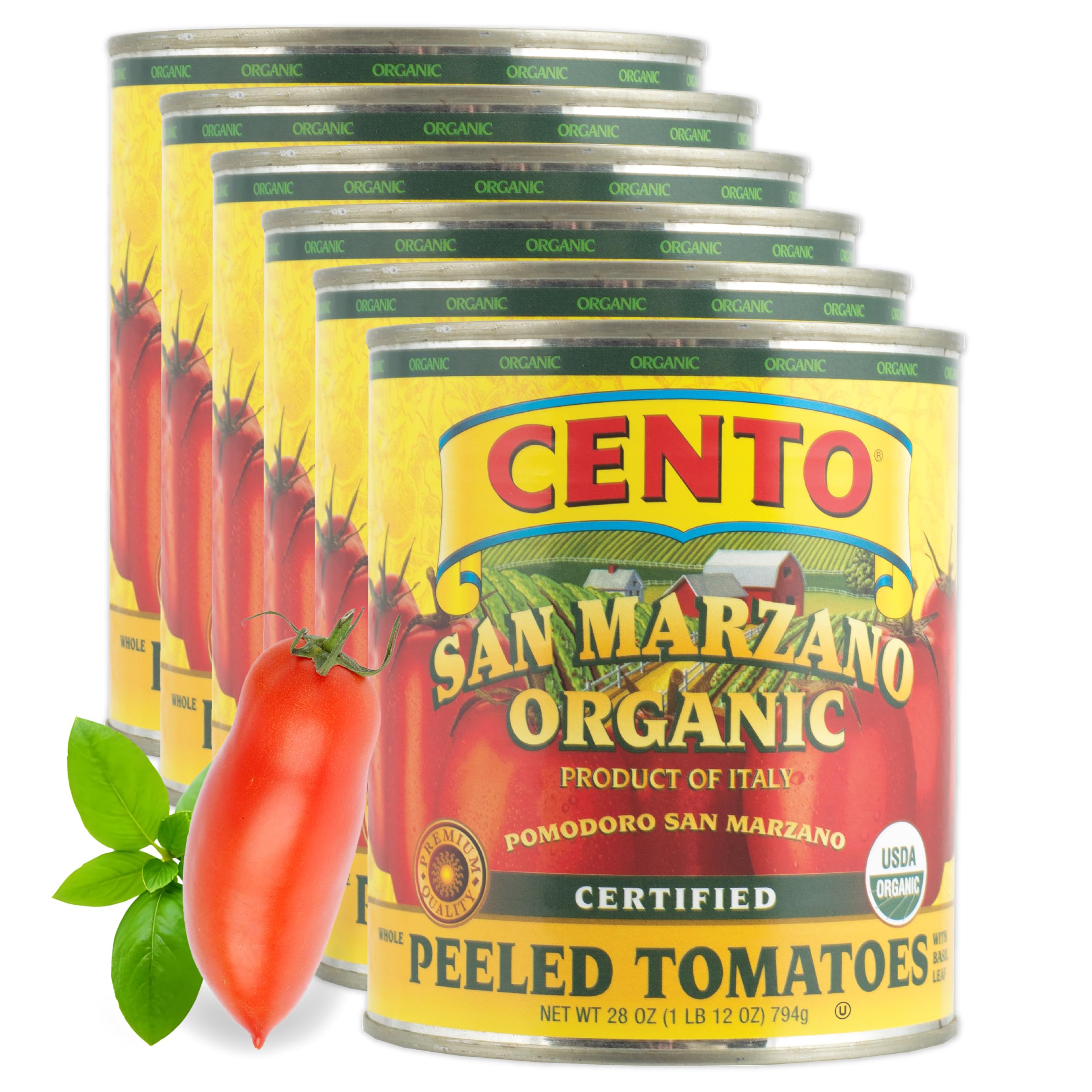 Cento Organic Certified San Marzano Whole Peeled Tomatoes 28 Oz (Pack ...