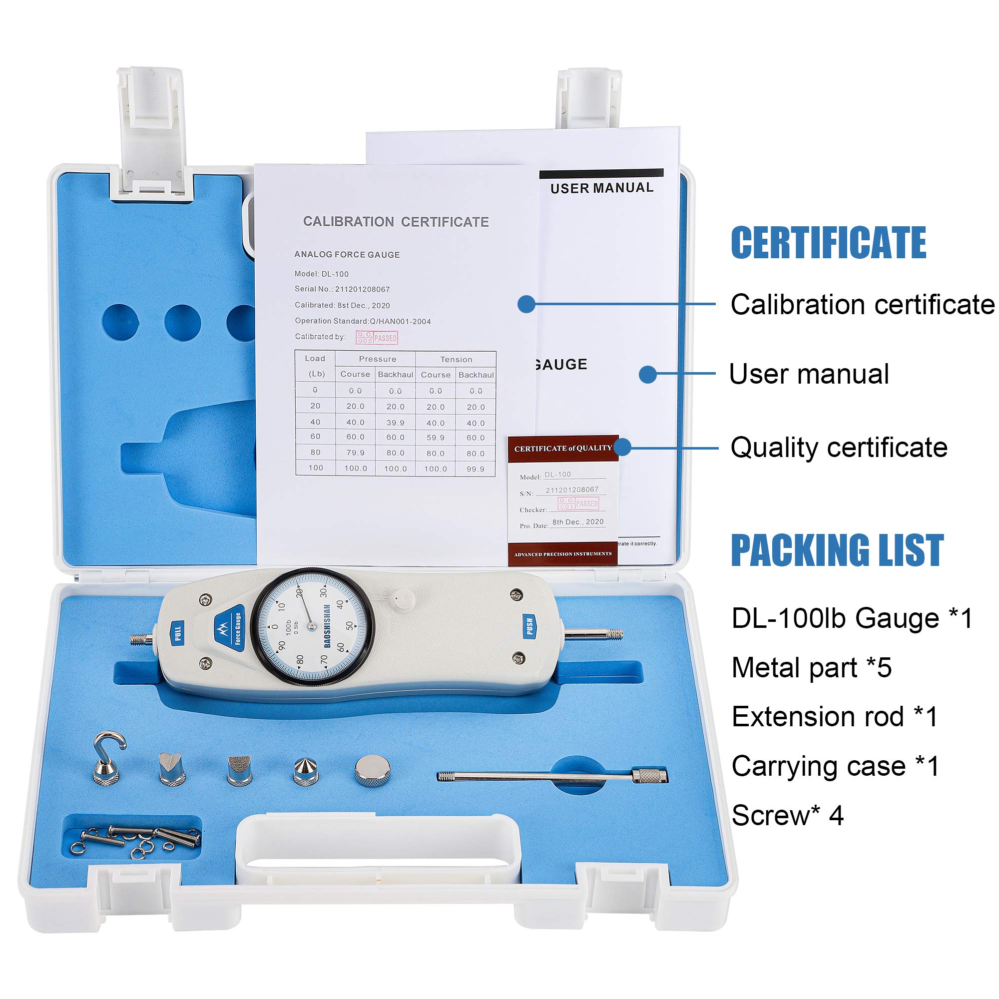 Mua BAOSHISHAN 100lb Push Pull Force Gauge Force Tester Meter with ...