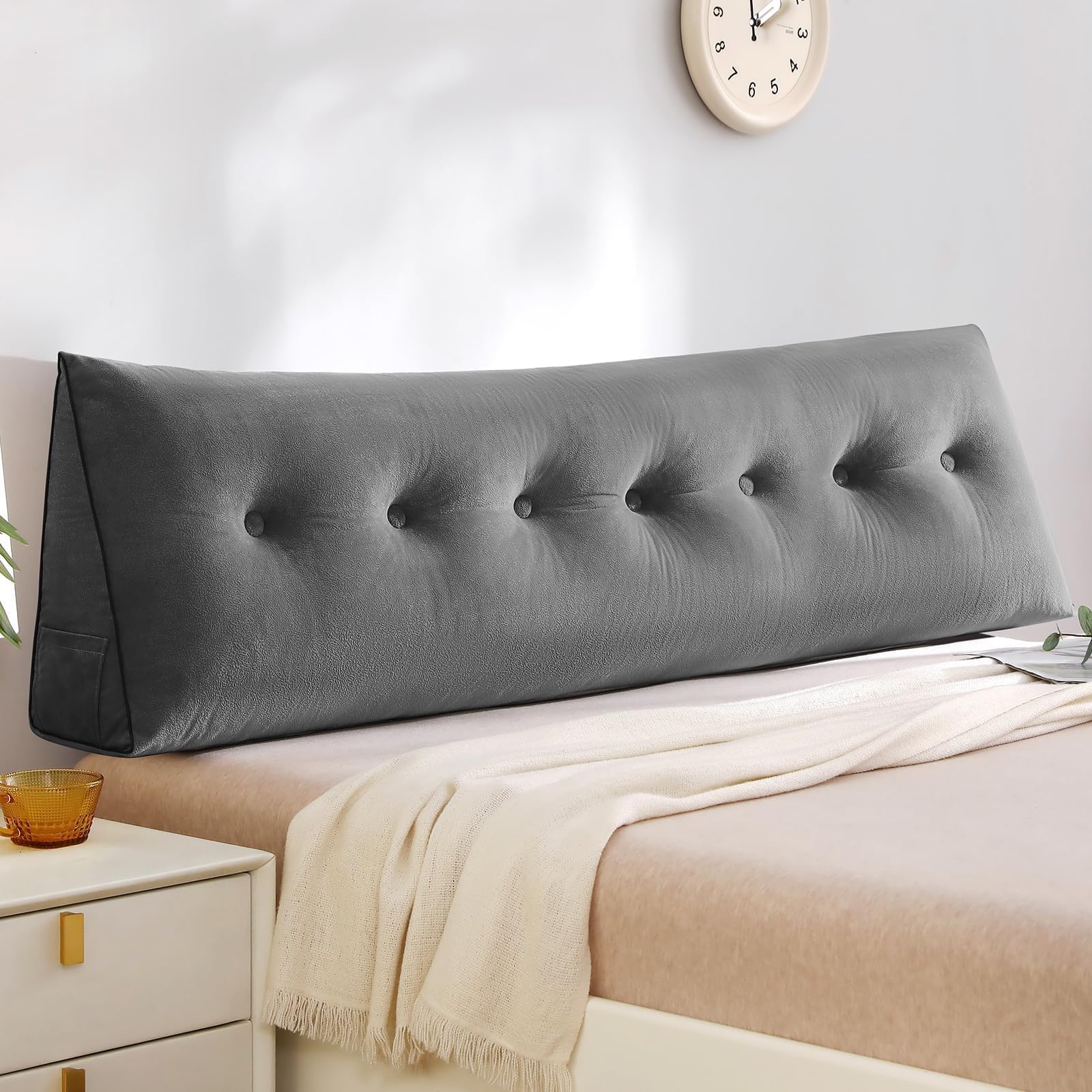 Sasttie Wedge Pillow Headboard King Size, Triangle Headboard Pillow ...